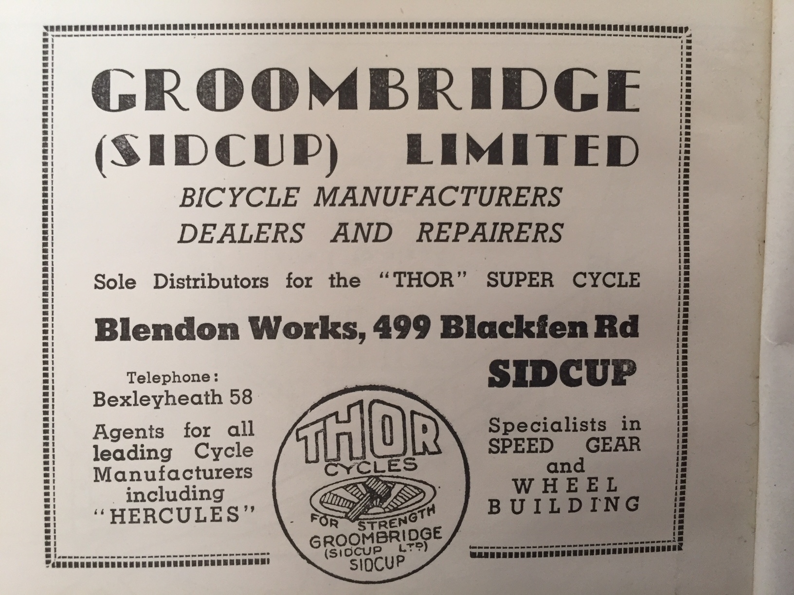 Cycling in Blackfen – Blackfen Past and Present